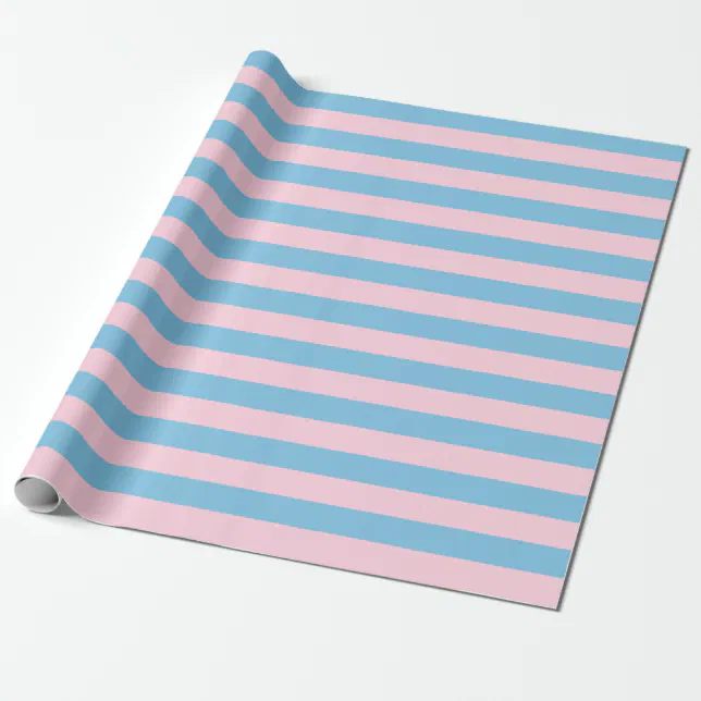 Large Light Blue and Light Pink Stripes Wrapping Paper | Zazzle