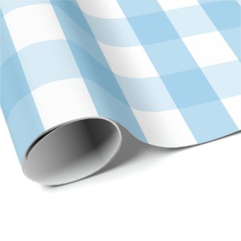 Large Light Blue and White Gingham Wrapping Paper | Zazzle