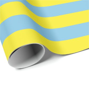 Large Light Blue and Yellow Stripes Wrapping Paper | Zazzle