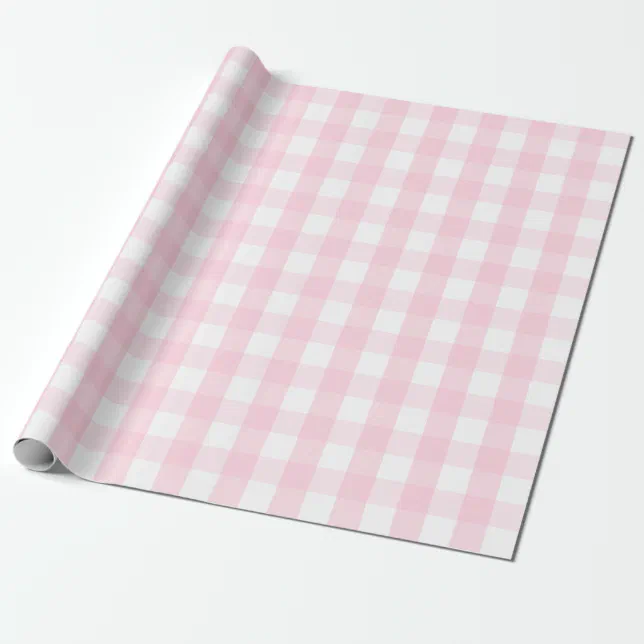 Large Light Pink and White Gingham Wrapping Paper | Zazzle