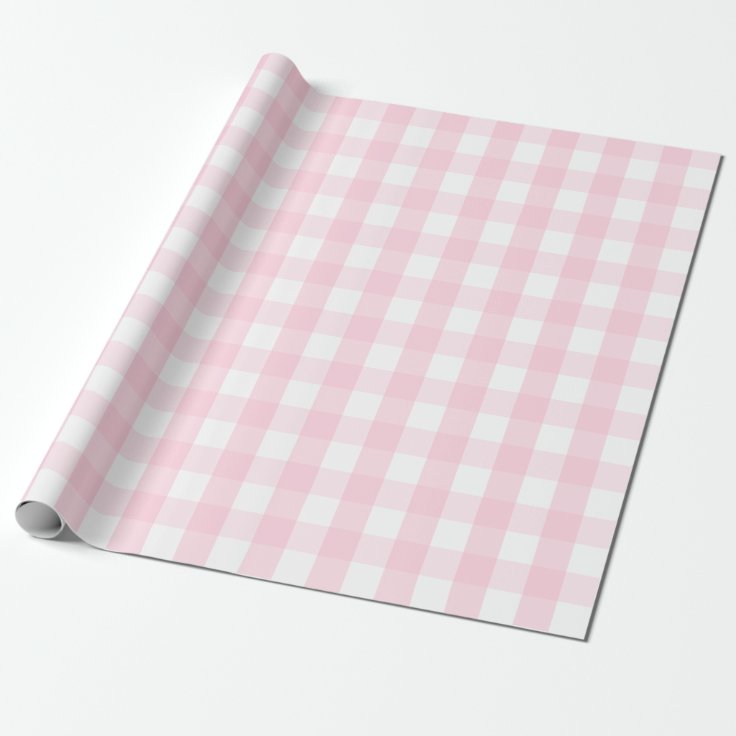 Large Light Pink and White Gingham Wrapping Paper | Zazzle