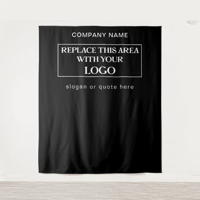 Large Logo Company Name Slogan Black Backdrop | Zazzle