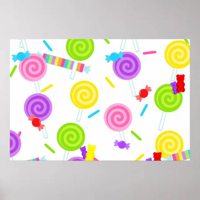 Large Lollipop Candy Sweet Treats Party Backdrop Poster | Zazzle