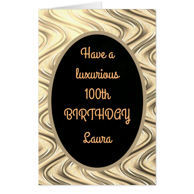 Large Luxury Gold 100th Birthday Card | Zazzle