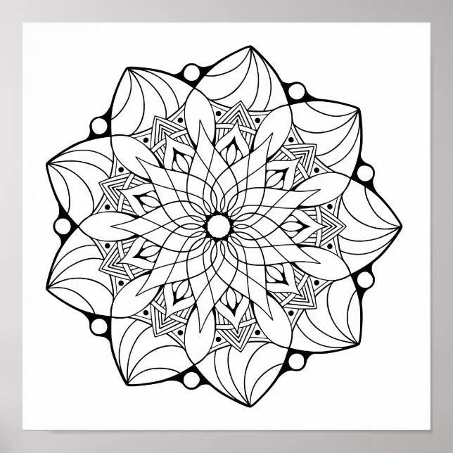 Large Mandala Poster to Color | Zazzle