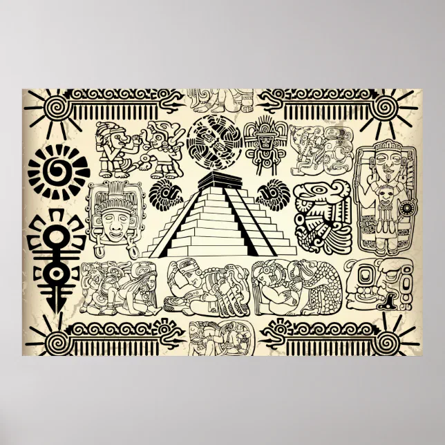 Large Mayan Symbols Poster | Zazzle