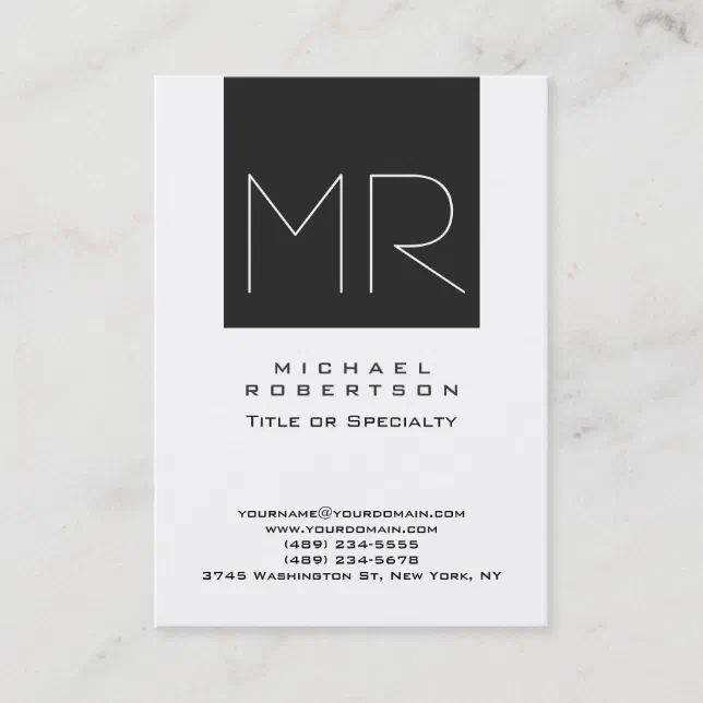 Large Modern Monogram Professional Business Card | Zazzle