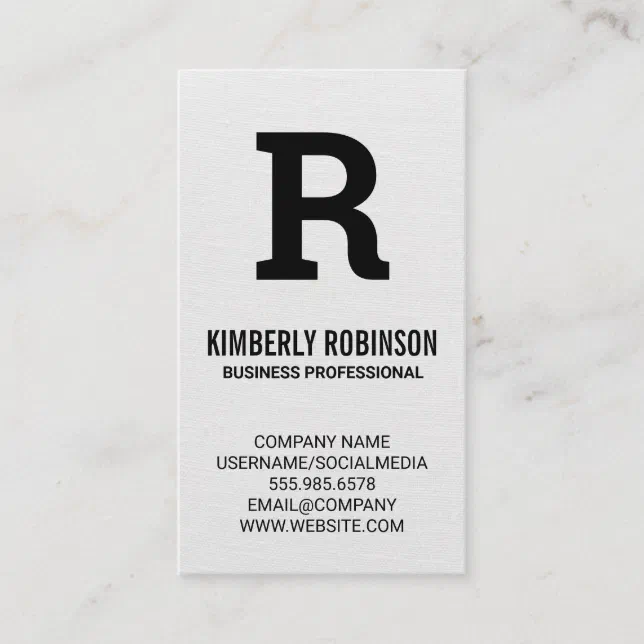 Large Monogram | Canvas Texture Background Business Card | Zazzle