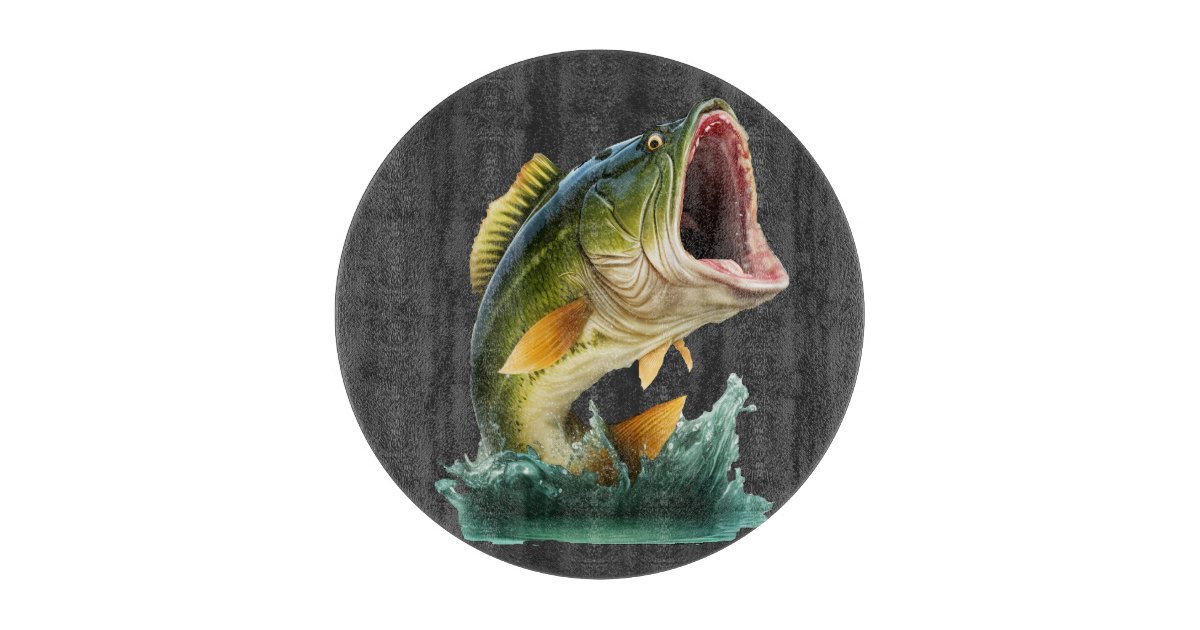 Large Mouth Bass explodes from the water Cutting Board | Zazzle