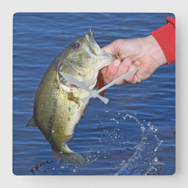 Large Mouth Bass Square Wall Clock | Zazzle