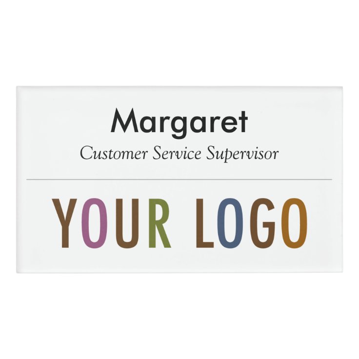 Large Name Badge Magnet Custom Logo Employee Staff | Zazzle