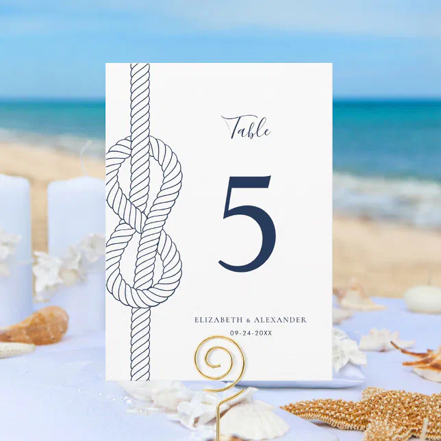 Large Nautical Knot Rope Wedding Table Number | Zazzle
