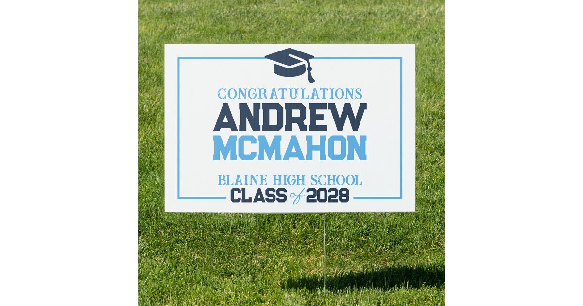 Large Navy & Light Blue Graduation Senior Yard Sign | Zazzle