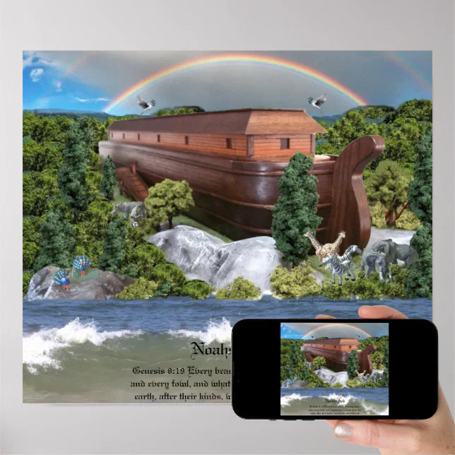 Large Noahs Ark Diorama Gloss Canvas Picture Poster | Zazzle