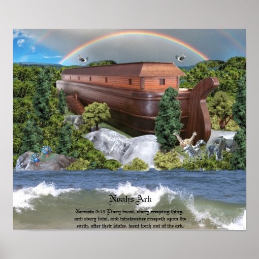 Large Noahs Ark Diorama Gloss Canvas Picture Poster | Zazzle