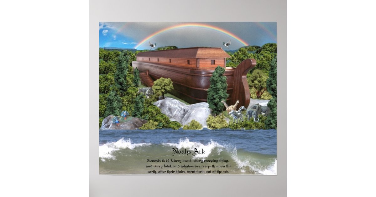 Large Noahs Ark Diorama Gloss Canvas Picture Poster | Zazzle