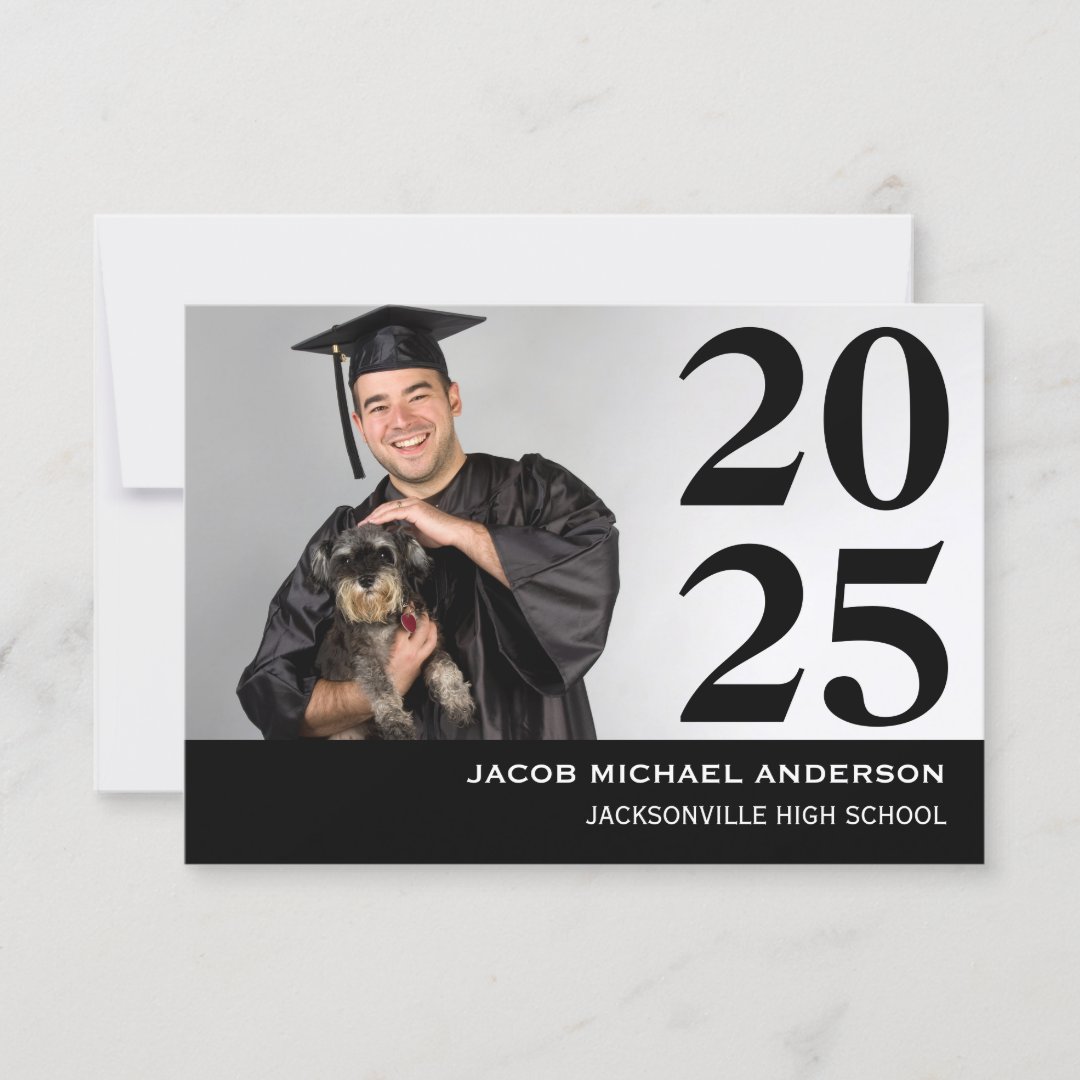 Large Numbers Black - 3x5 Graduation Announcement | Zazzle