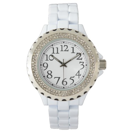 Large Numbers Rhinestone Wrist Watch | Zazzle.com