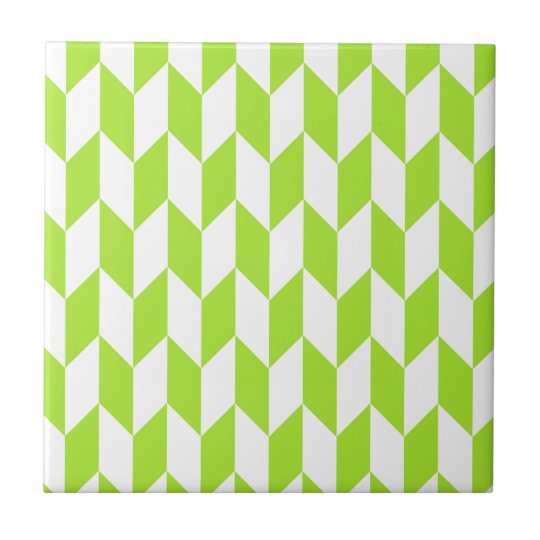 Large offset chevron pattern in lime green ceramic tile | Zazzle.com