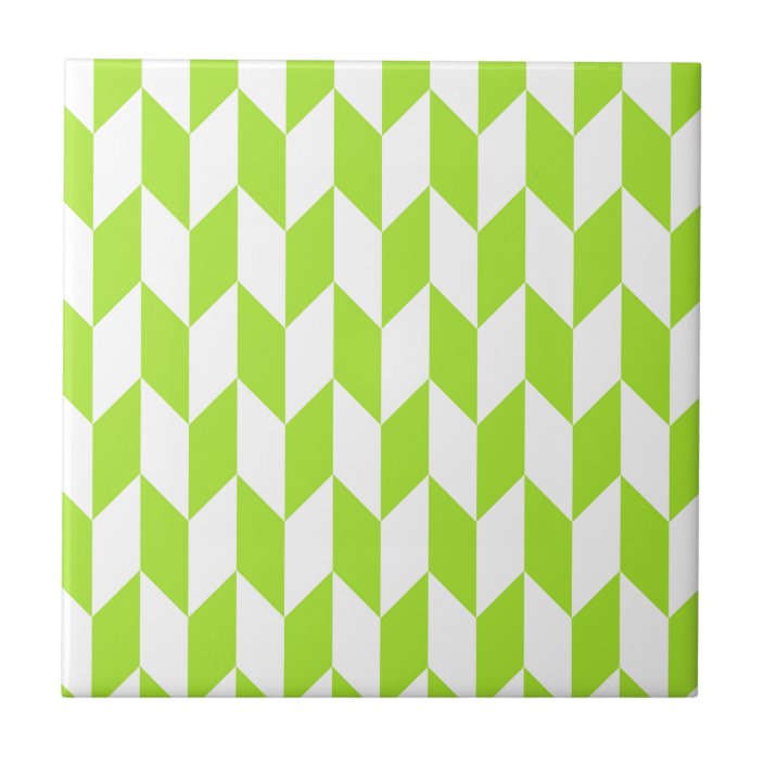 Large offset chevron pattern in lime green ceramic tile | Zazzle.com