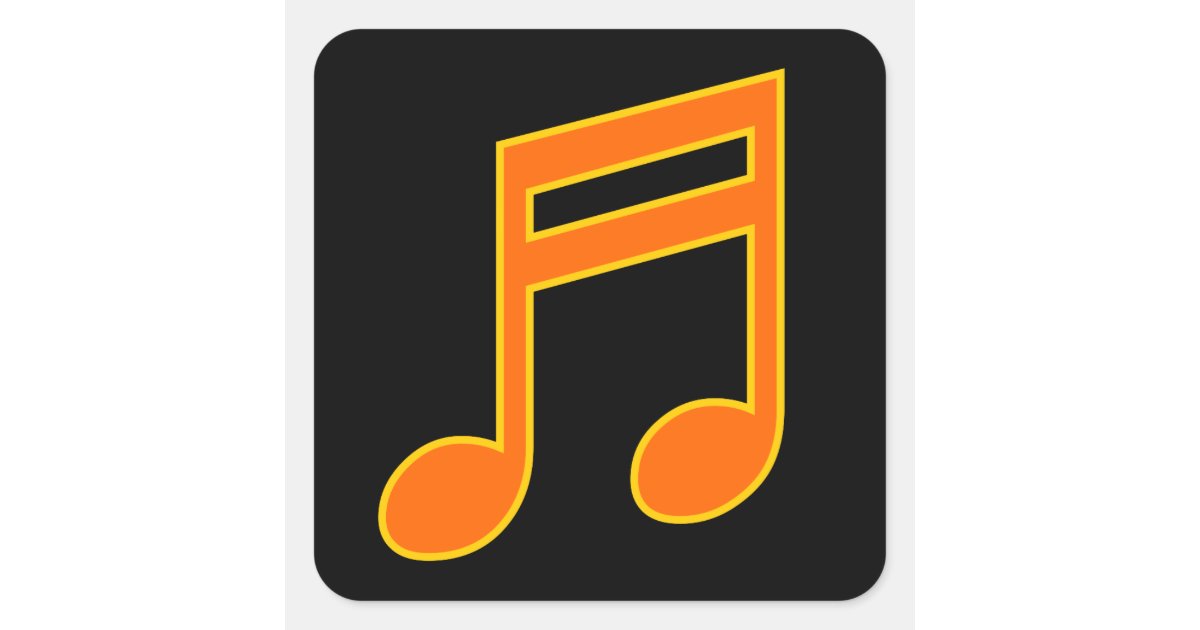 Large Orange and Yellow Musical Note Square Sticker | Zazzle