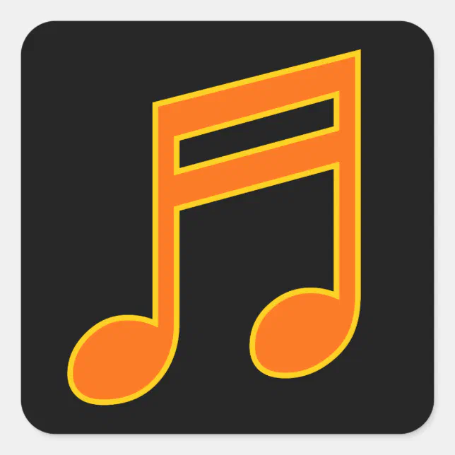 Large Orange and Yellow Musical Note Square Sticker | Zazzle