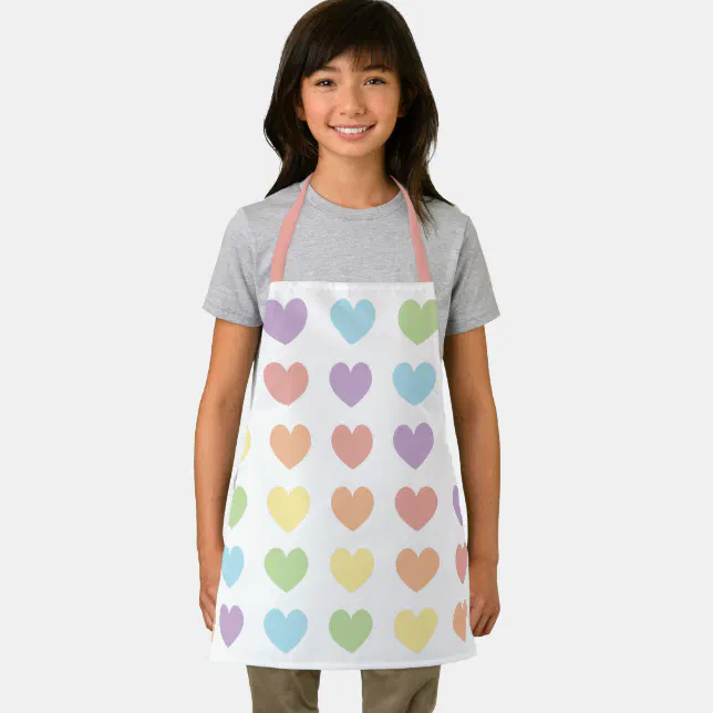 Large Pastel Hearts Apron | Zazzle