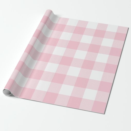 Large Pastel Pink and White Gingham Wrapping Paper | Zazzle