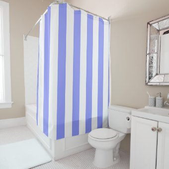 Large Periwinkle Blue White Vertical Stripes #2 Shower Curtain | Zazzle