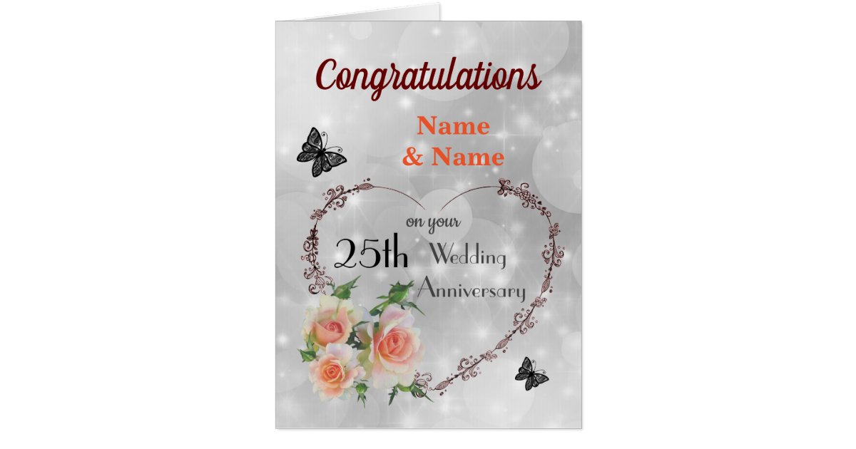 Large personalised Silver Wedding Anniversary Card | Zazzle