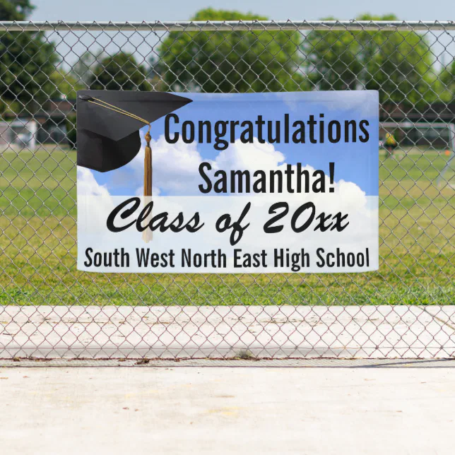 Large Personalized Graduation Banner Sign Blue Sky | Zazzle