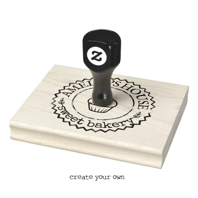 Large Personalized Homemade Logo Custom Zigzag Rubber Stamp | Zazzle