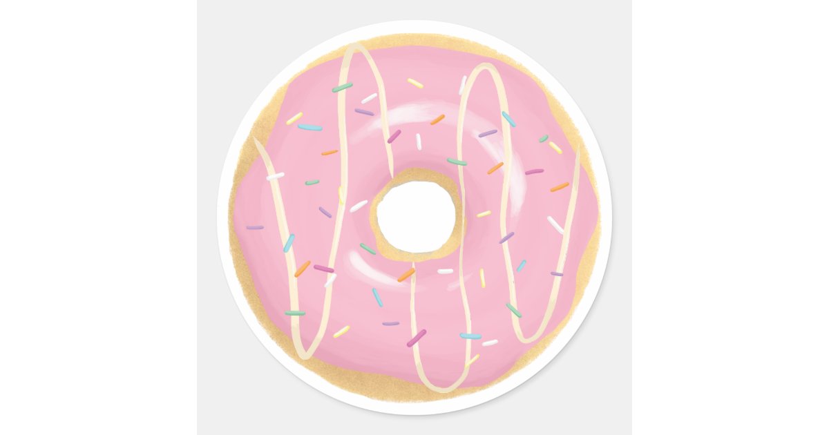 Large pink donut sticker | Zazzle