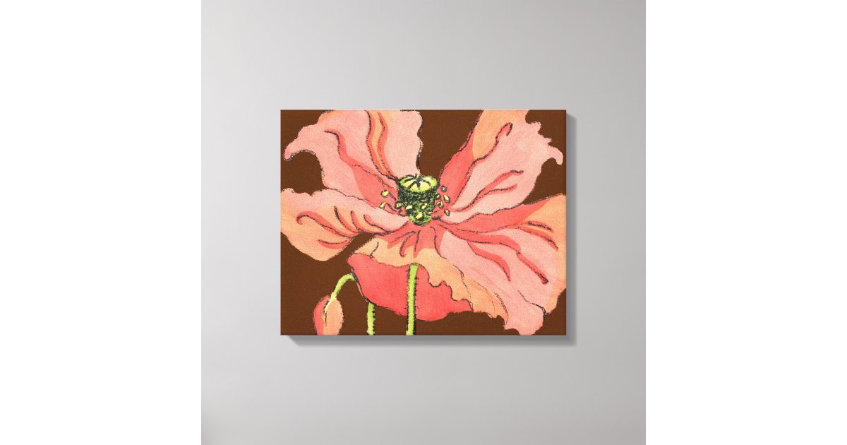Large Pink Flower with Deep Red Background Canvas Print | Zazzle