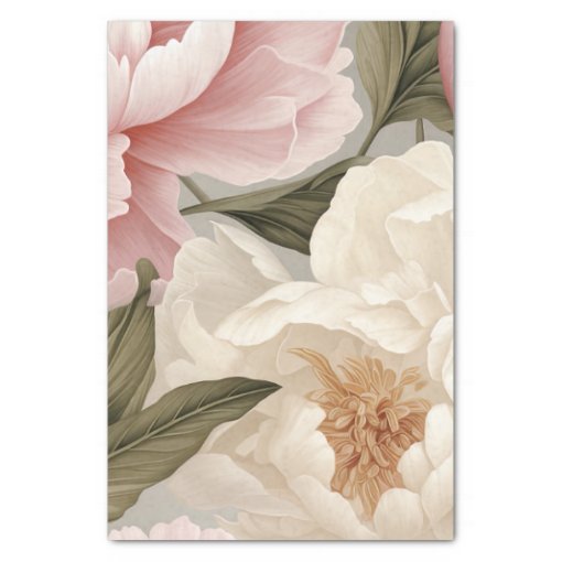 Large Pink White Peonies Print Design Tissue Paper | Zazzle