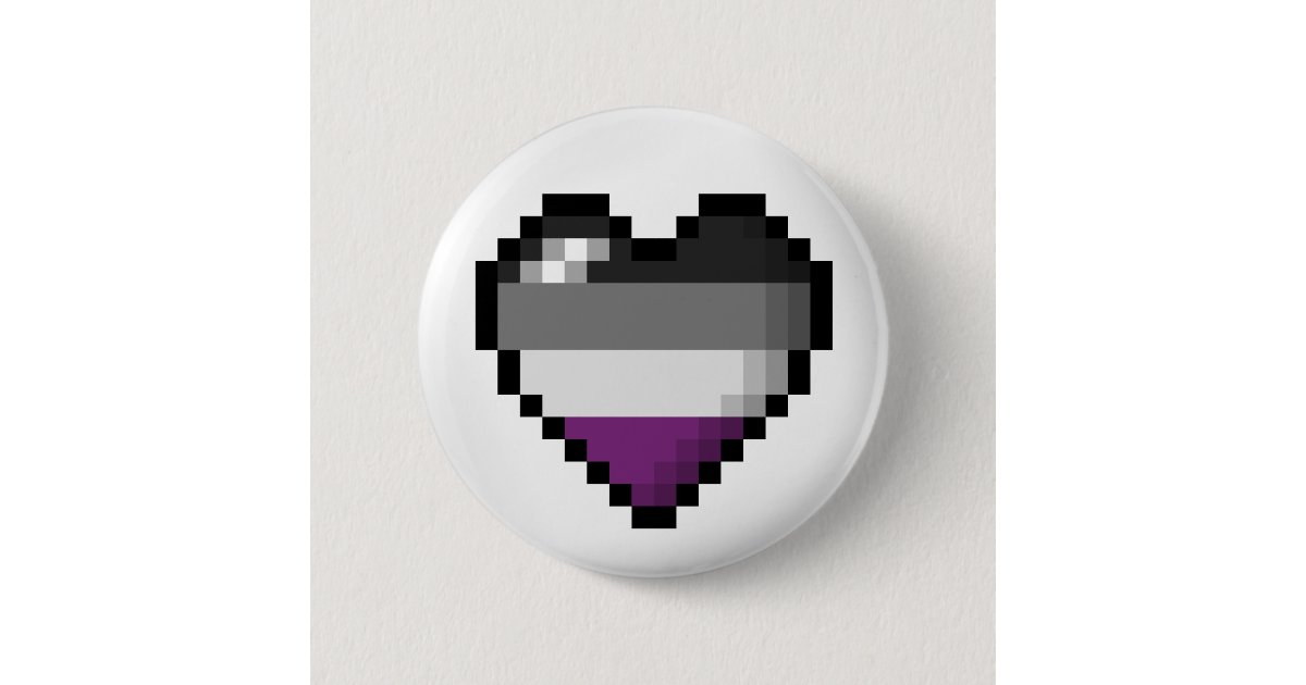 Large Pixel Heart Design in Asexual Pride Flag Pinback Button | Zazzle