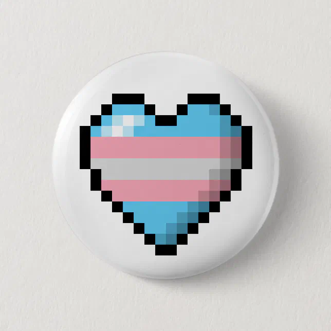 Large Pixel Heart Design in Transgender Pride Flag Button | Zazzle