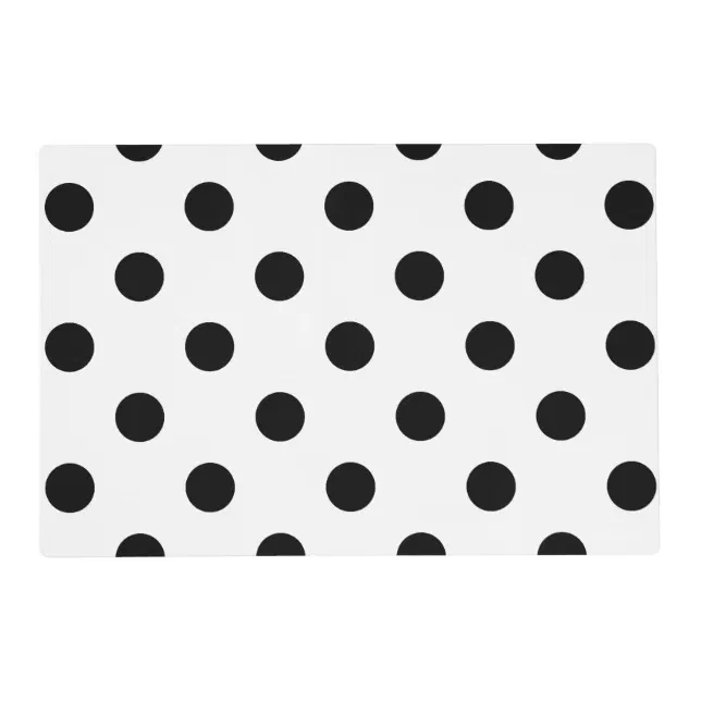 Large Polka Dots - Black on White Placemat | Zazzle