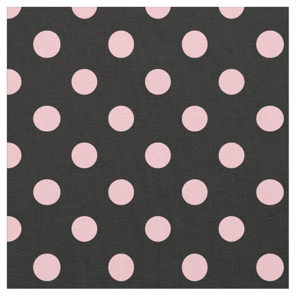 Pink and Black Polka Dot Stripes Pattern Fabric | Zazzle