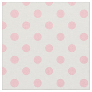 White and Coral Pink Polka Dot Pattern Fabric | Zazzle