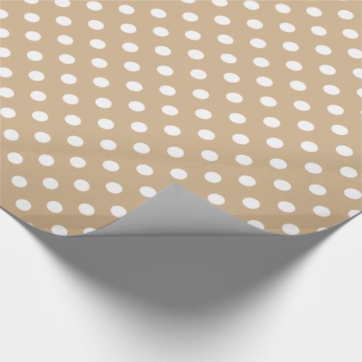 Large Polka Dots - White on Tan Wrapping Paper | Zazzle