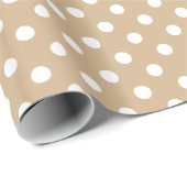 Large Polka Dots - White on Tan Wrapping Paper | Zazzle