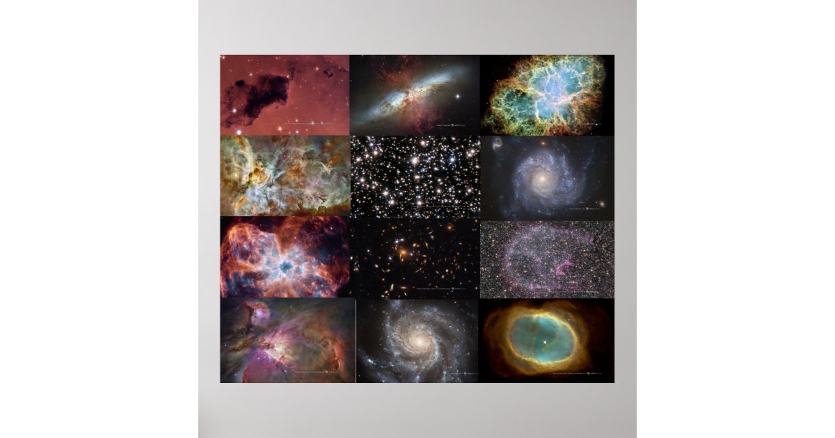 Large Poster with 12 Hubble Deep Sky Photos | Zazzle