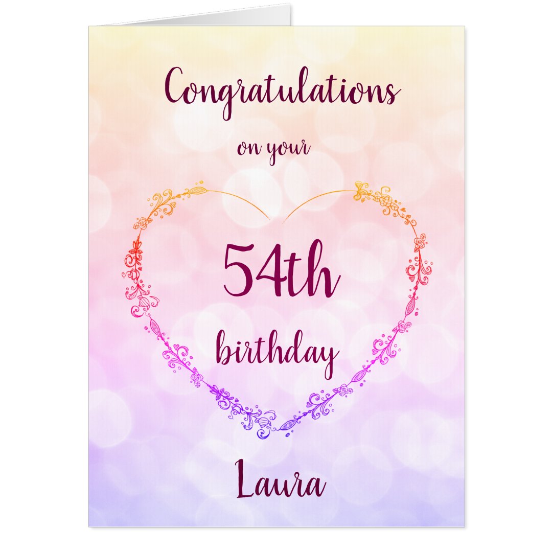 Large pretty Happy 54th Birthday Card | Zazzle