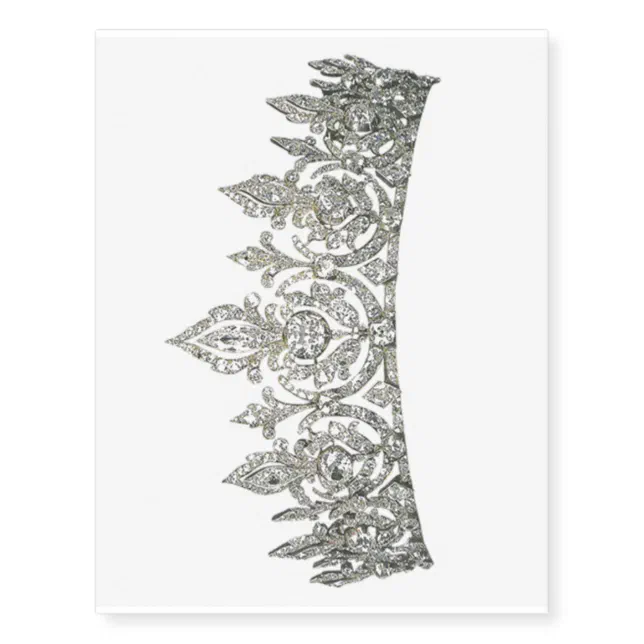 Large Princess Crown Silver Temporary Tattoos | Zazzle