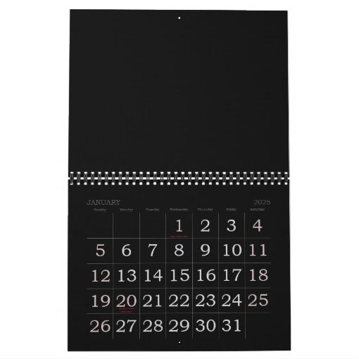 Large Print Blank Black Calendar With Holidays | Zazzle