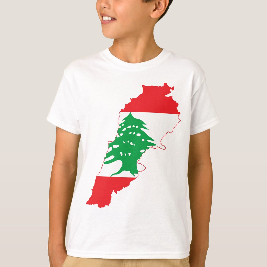 LARGE PRINT Lebanon Flag Map T-Shirt | Zazzle