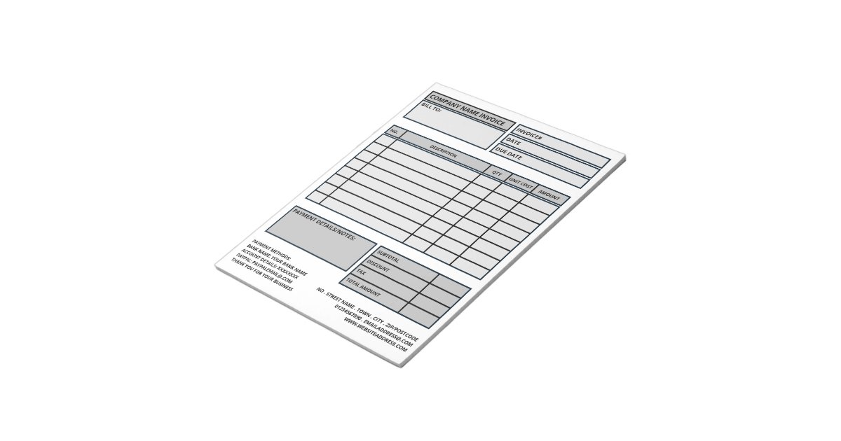 Large Professional Business Invoice/Quotation Notepad | Zazzle