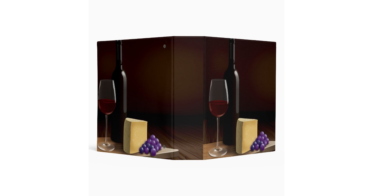 Large Recipe Binder With Delicious Wine and Cheese | Zazzle