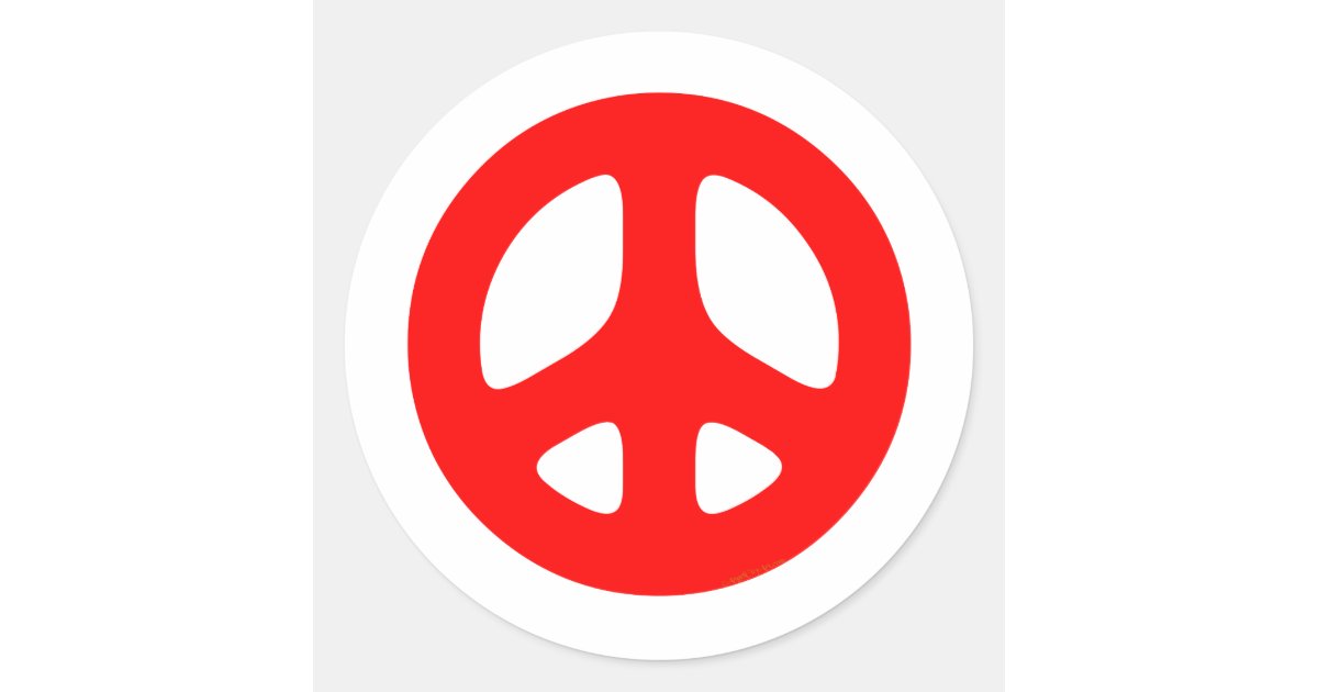 Large Red Peace Sign Classic Round Sticker | Zazzle